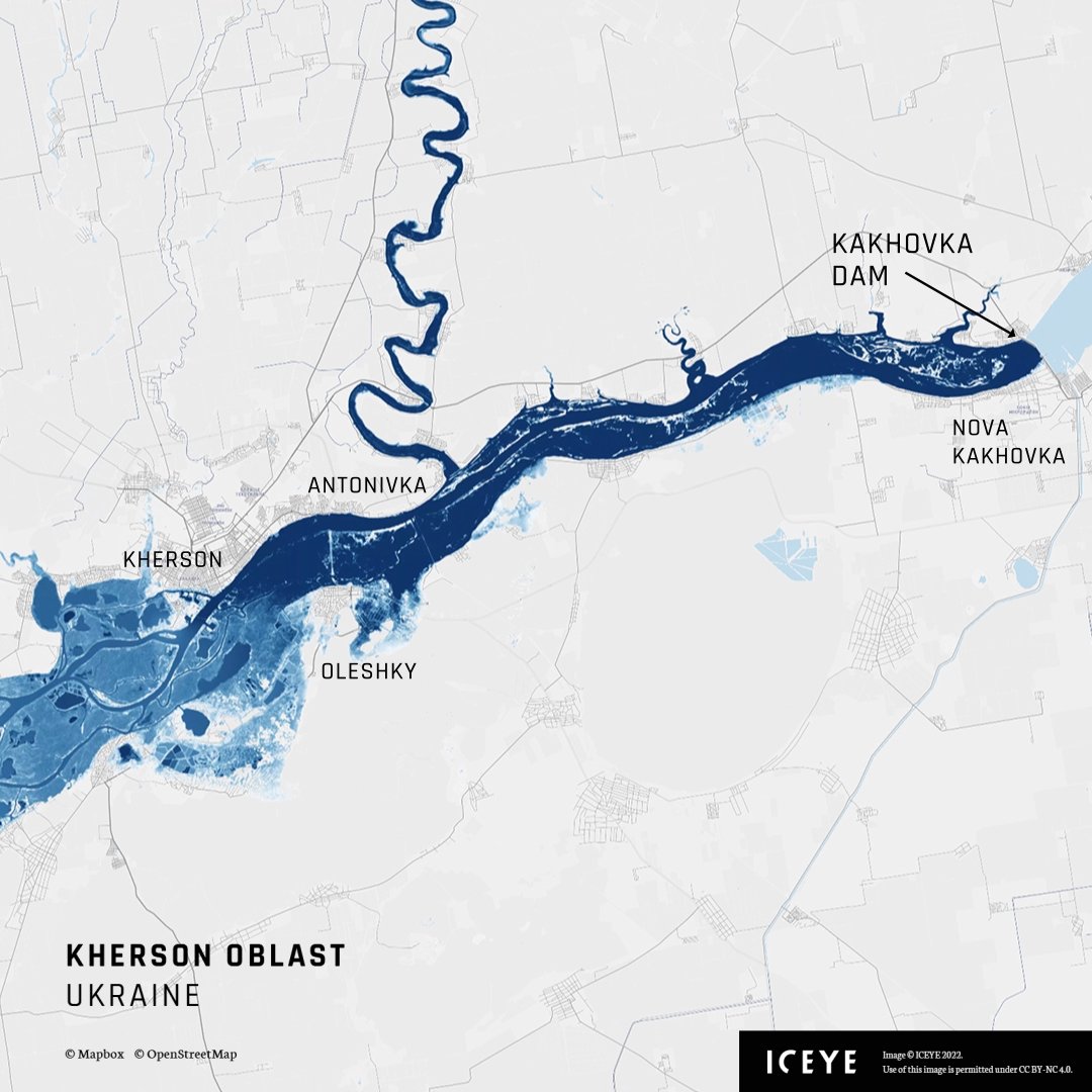 Full Scale of Flooding in Ukraine's Kherson Oblast Captured by ICEYE ...